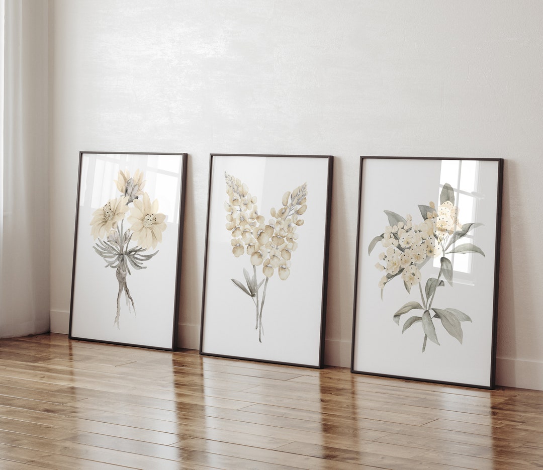 Watercolor State Flowers in Modern Boho Style, Botanical Set of 3 ...