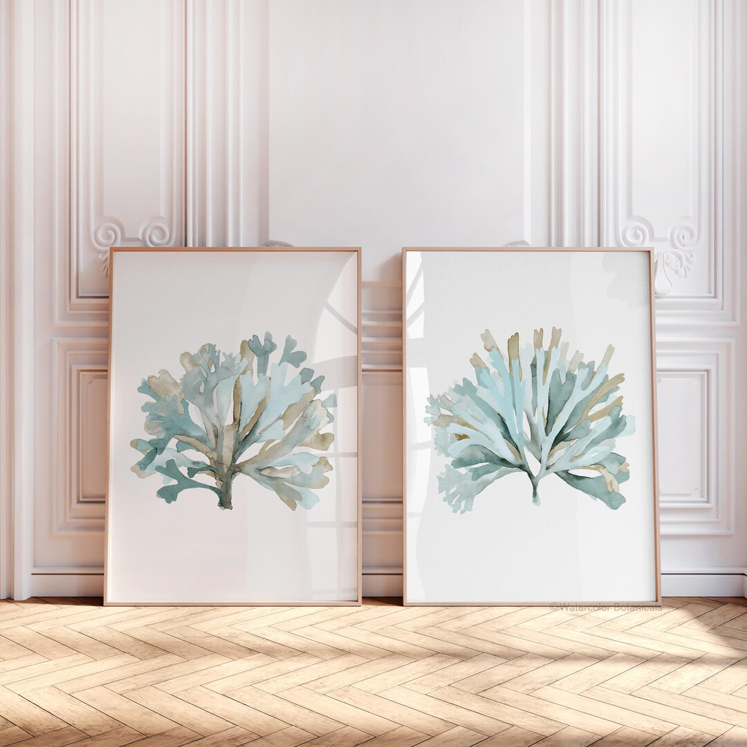 Teal & Turquoise Set of 2 Prints – Watercolor Coastal Wall Art ...