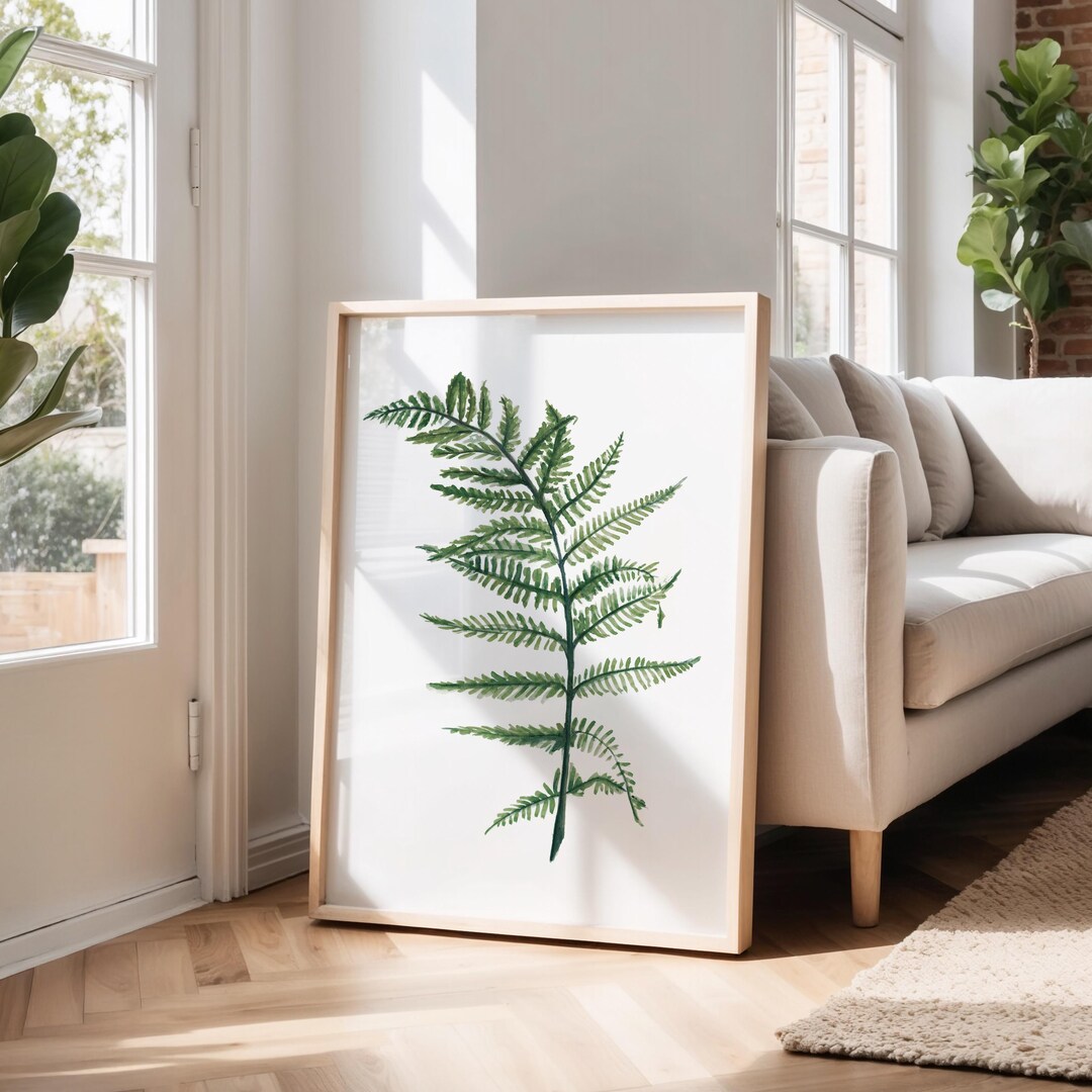 Hand-painted Green Fern Print – Minimalist Watercolor Botanical Art - Etsy