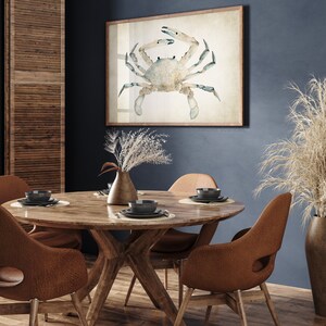 Coastal Room Decor, Rustic Boho Nautical Art, Watercolro Crab, Extra ...