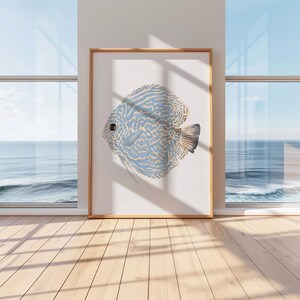 Abstract Discus Fish, Set of 2 Prints, Modern Coastal Wall Decor ...