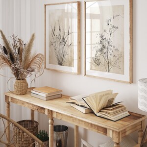 Farmhouse Wall Decor Black Gray Beige Wild Flower Black Flowers Set of ...