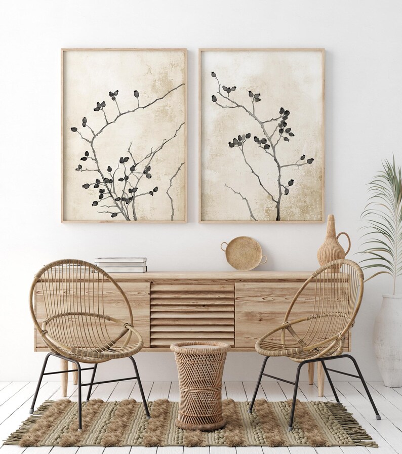 Vintage Black Rosehip Wall Art Set of 2 Prints – Watercolor Botanical ...