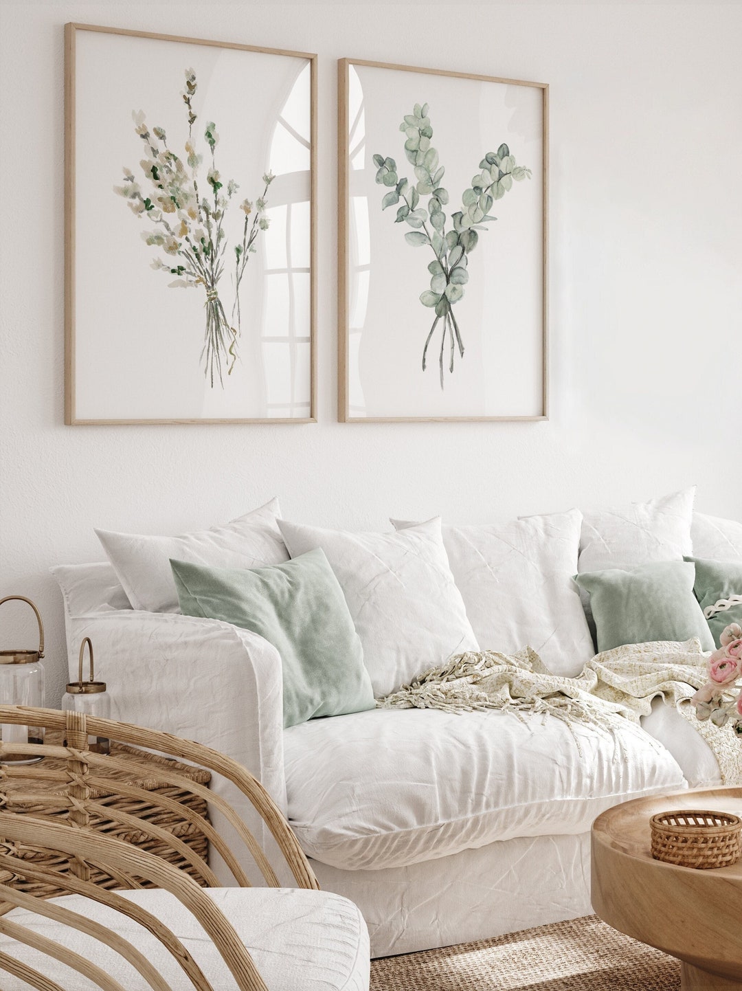 Watercolor Eucalyptus and a Bunch of Lavender Minimalist Wall - Etsy