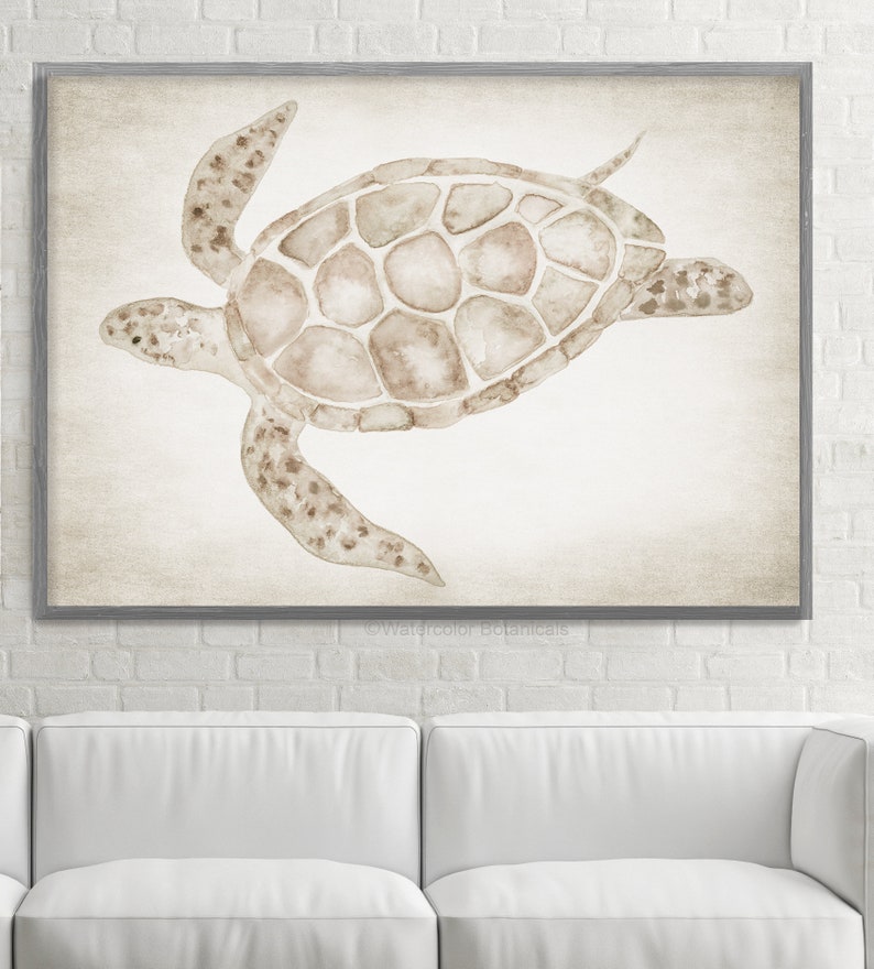 Watercolor Turtle Modern Coastal Wall Decor Nautical Art Print - Etsy