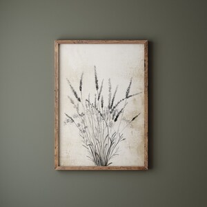 Modern Farmhouse Set of 6 Prints, Black Flowers on Rustic Background ...