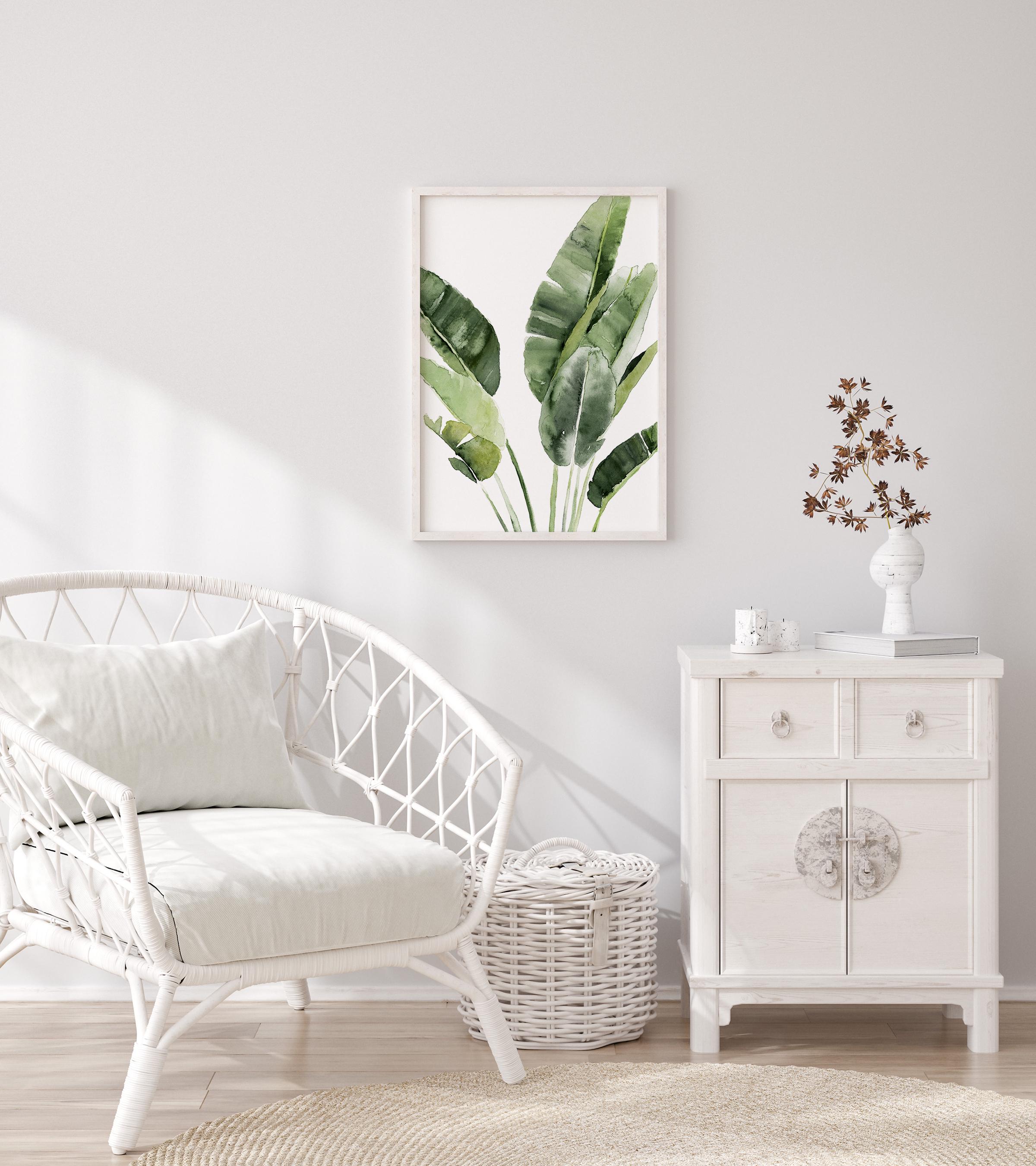 Vibrant Tropical Leaves Art, Watercolor Greenery, Botanical Wall ...