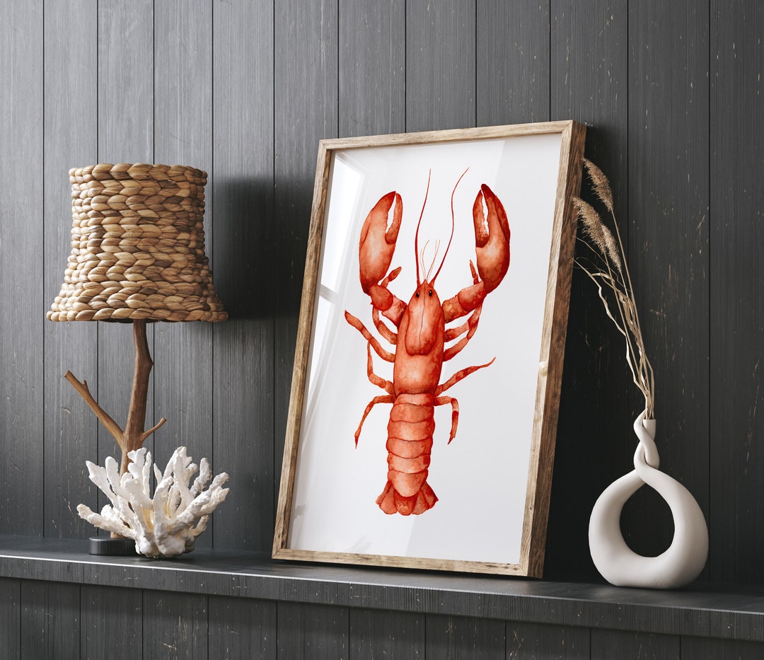 Aquarell Hummer auf weißem Hintergrund, minimalistische Kunst Poster ...