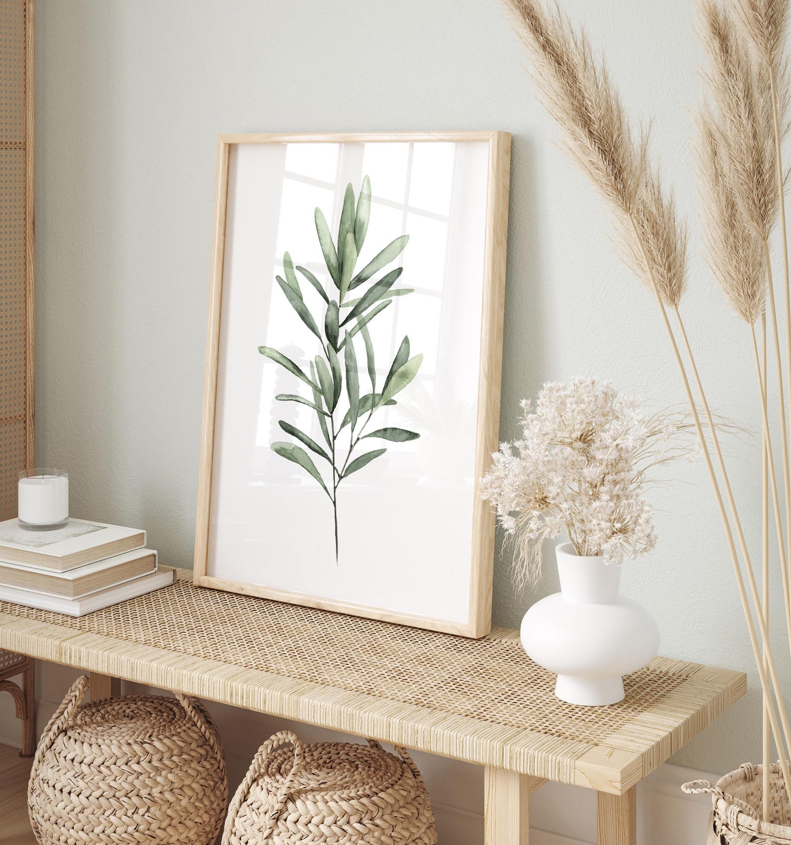 Minimalist Olive Branch, Modern Botanical Illustration, Scandi Wall ...