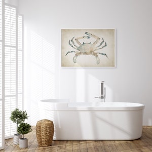 Coastal Room Decor, Rustic Boho Nautical Art, Watercolro Crab, Extra ...