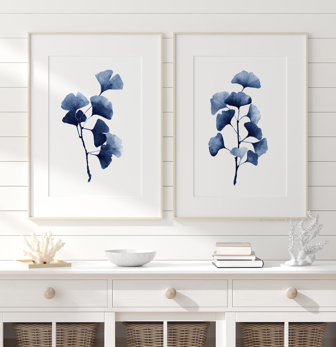 Inky Ginkgo Tree Branches, Botanical Prints, Hamptons Minimalist Poster ...