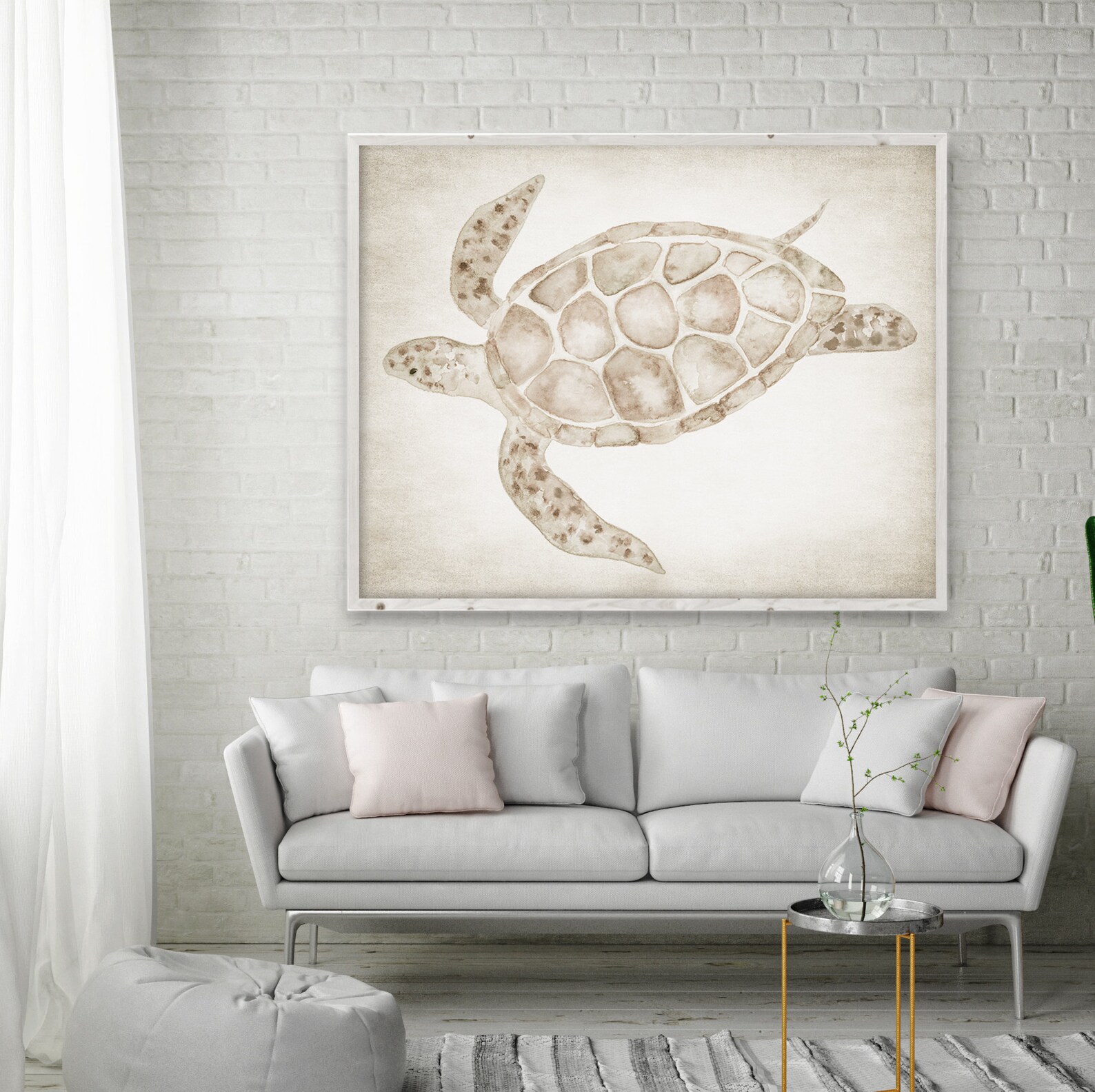 Watercolor Turtle Modern Coastal Wall Decor Nautical Art Print | Etsy