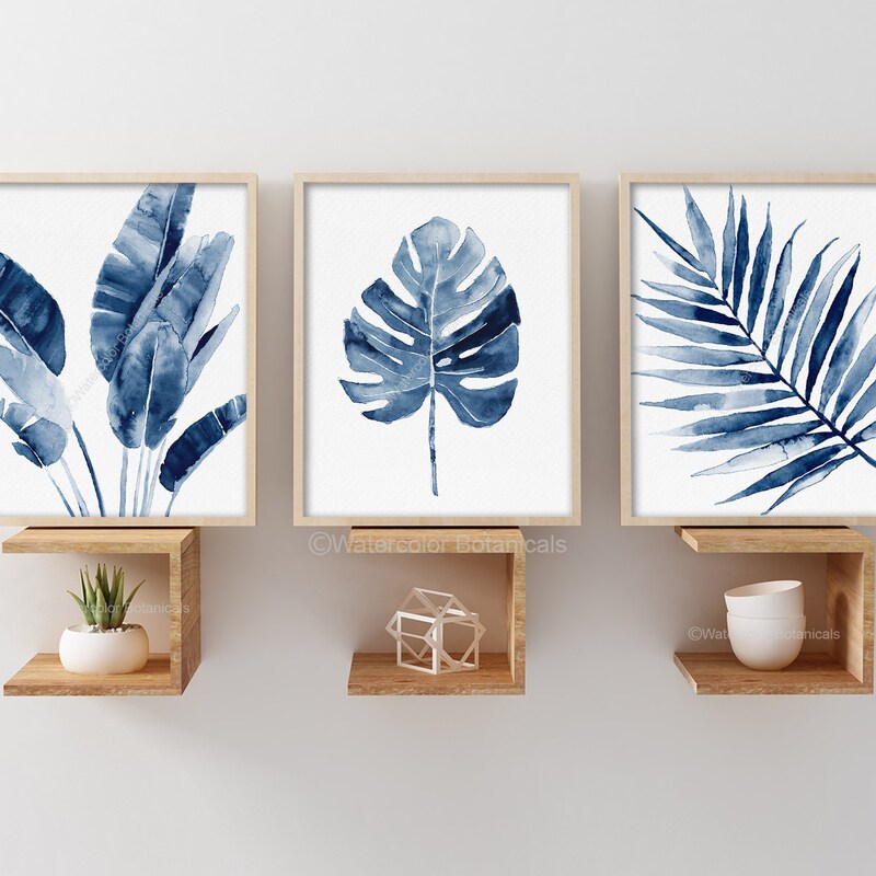 Blue Palm Print - Etsy