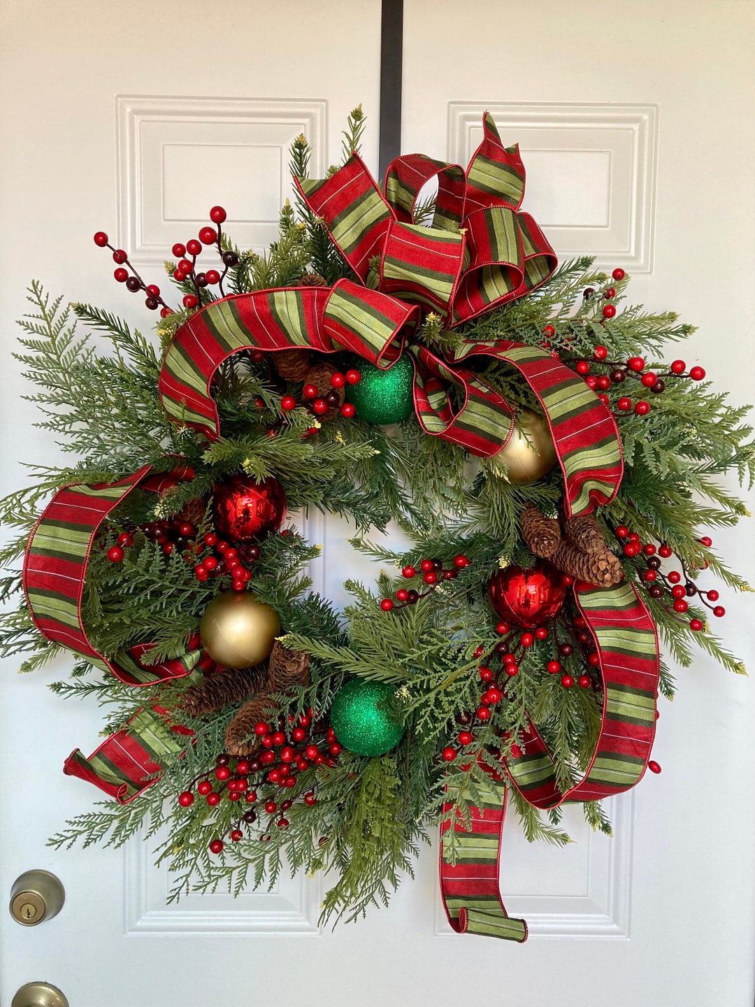 Christmas Wreath, Winter Wreath, Pine Wreath, Berry Wreath, Holiday, Christmas, Christmas Decor ...