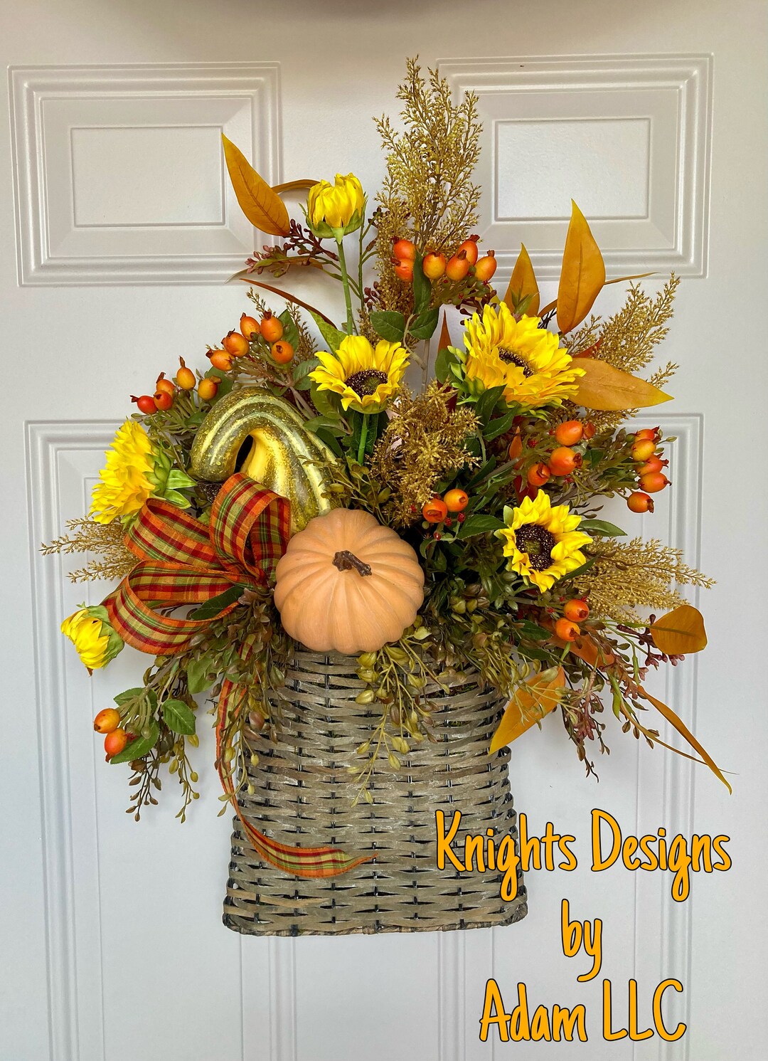 Fall Wall Basket, Fall Wreath, Fall Door Hanger, Autumn Wreath ...