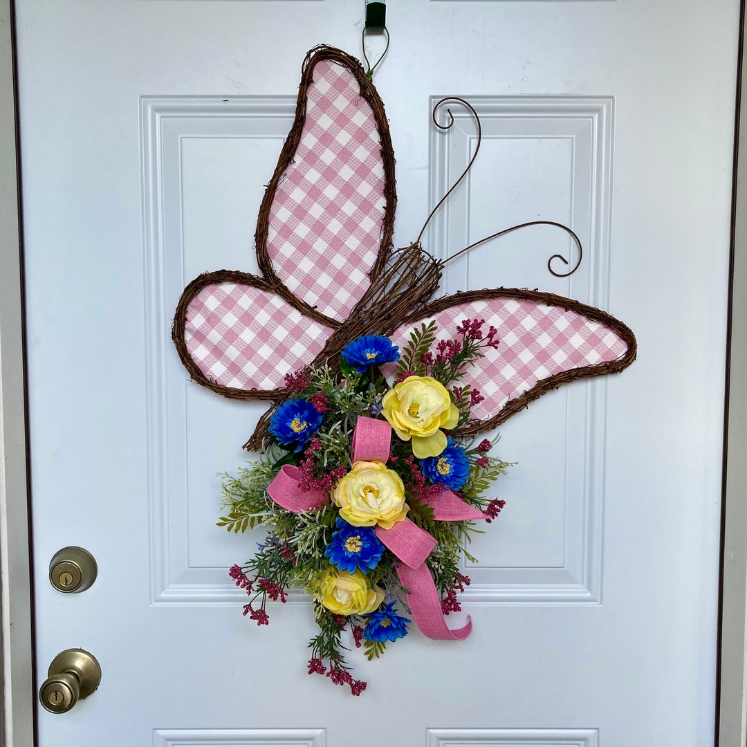 Butterfly Wreath, Spring Wreath, Spring Door Hanger, Butterfly Door ...