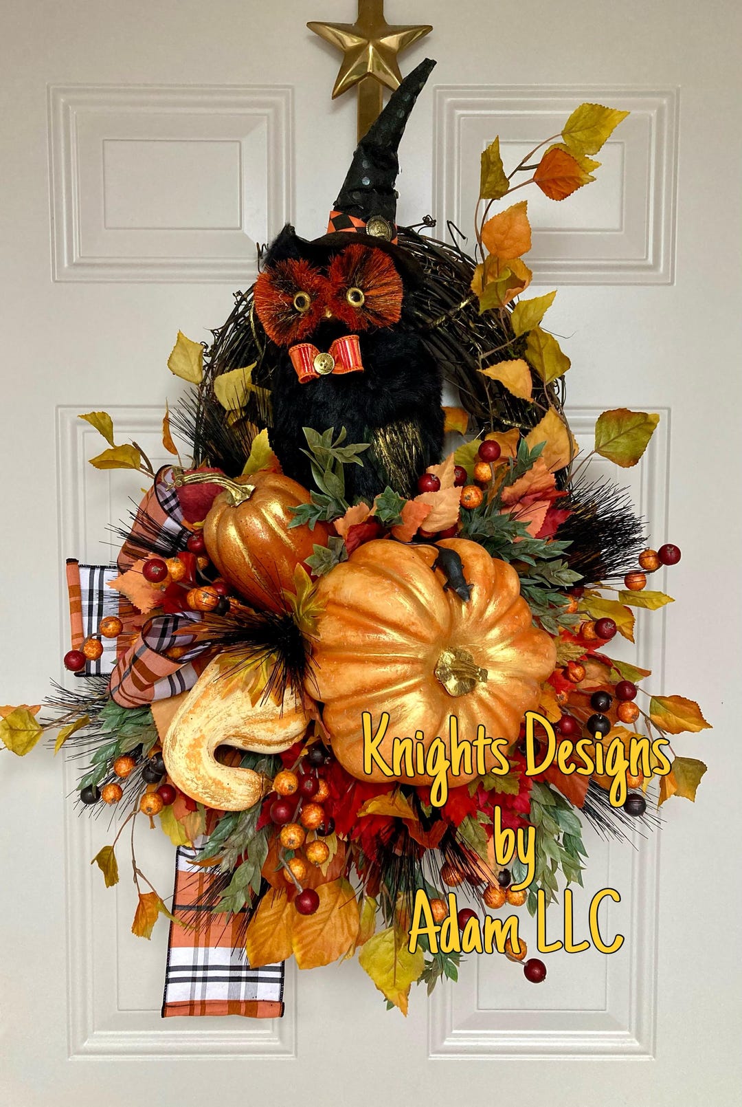 Fall Wreath, Falloween Wreath, Halloween Wreath, Pumpkins, Fall, Owl ...