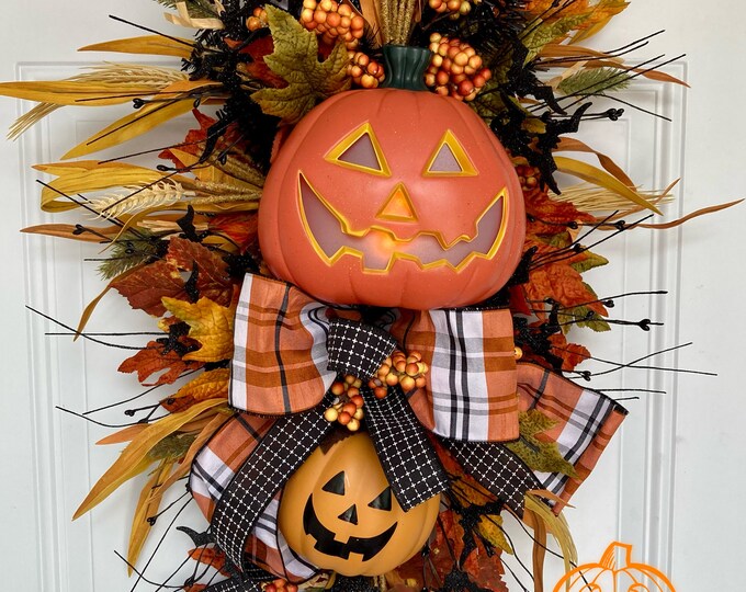 Fall Wreath, Pumpkin Wreath, Halloween Wreath, Pumpkins, Pumpkin ...