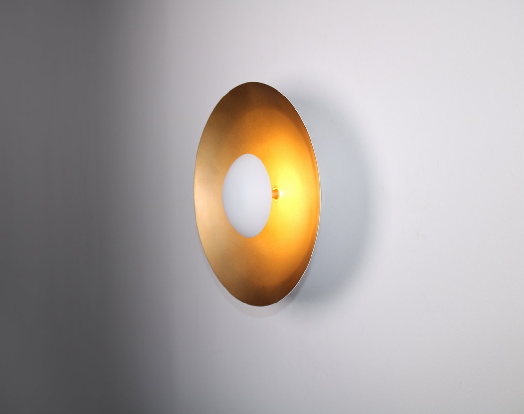 White and Gold Wall Plate Lighting , Gold Round Wall Lamp , Wall Lamp ...