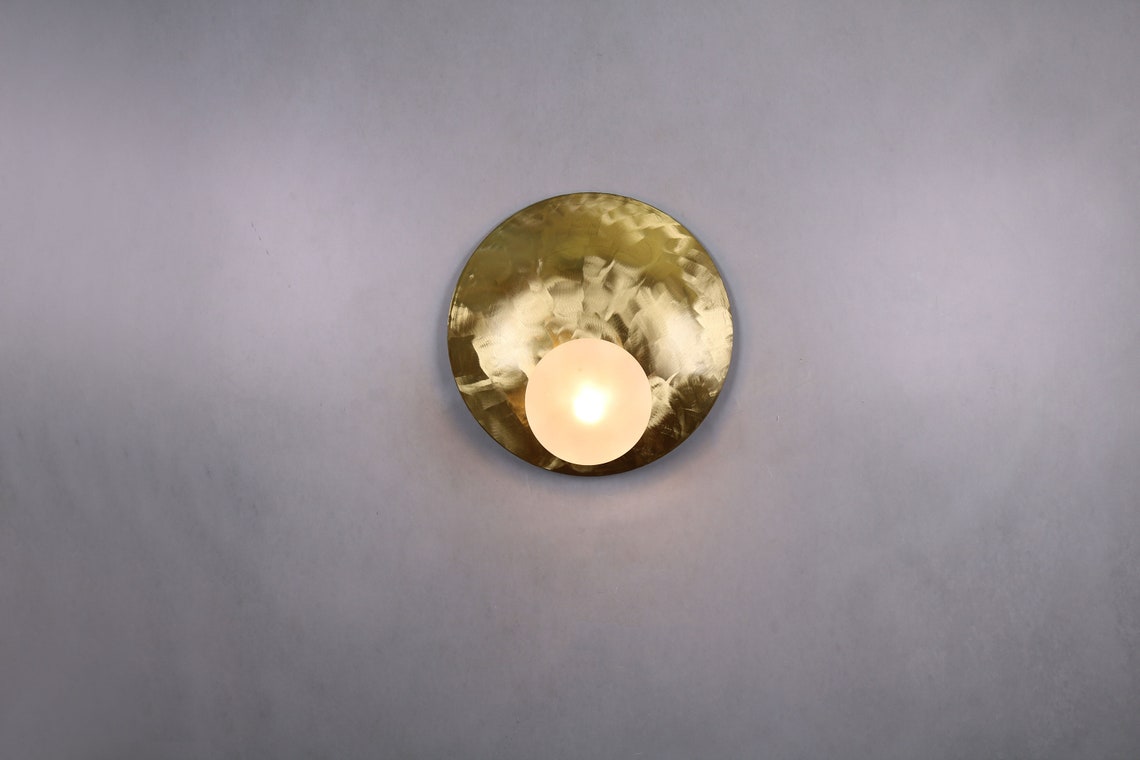 Brass Wall Plate Lighting Brass round wall lamp Brass | Etsy