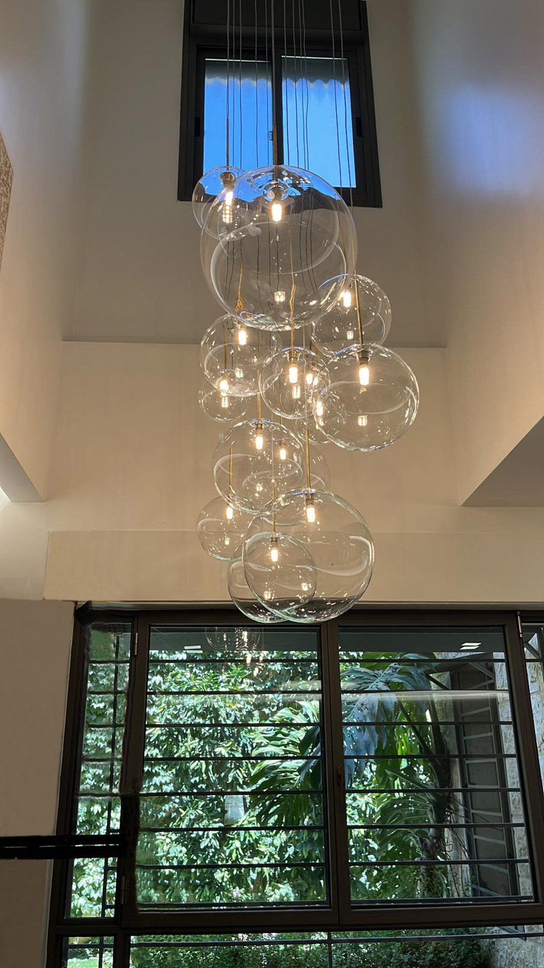 Staircase Chandelier Pendant Light, Modern Glass Pendant Light for Dine ...