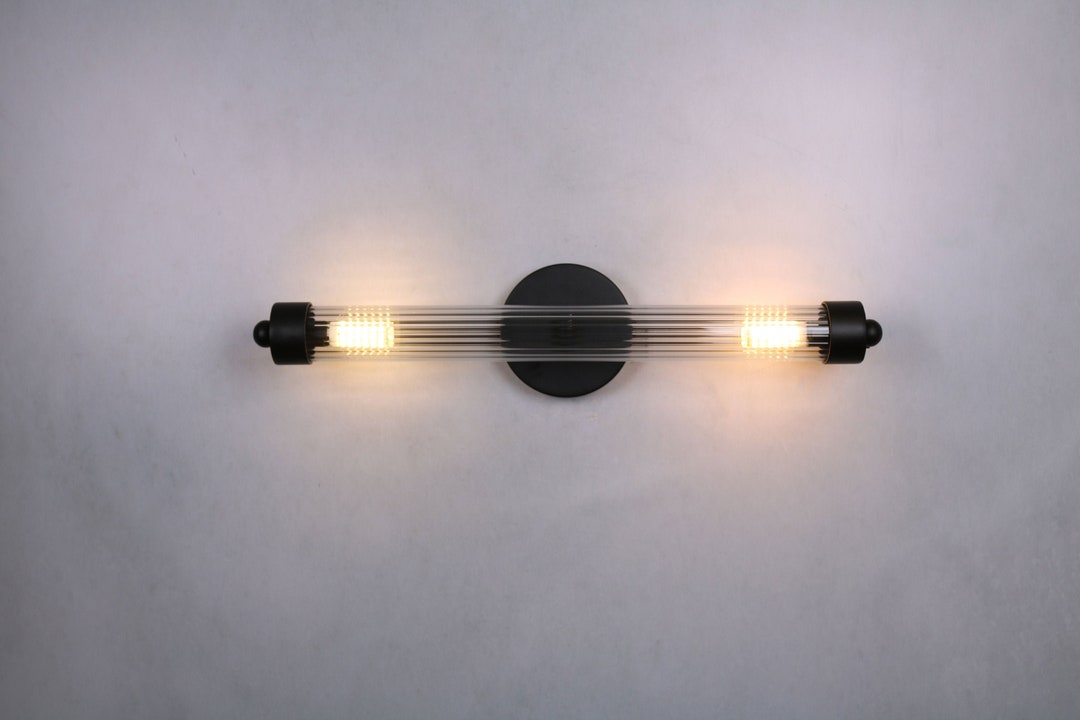 Double Black Prism Wall Light Brass Lighting Lamp Vanity Light Fixture ...