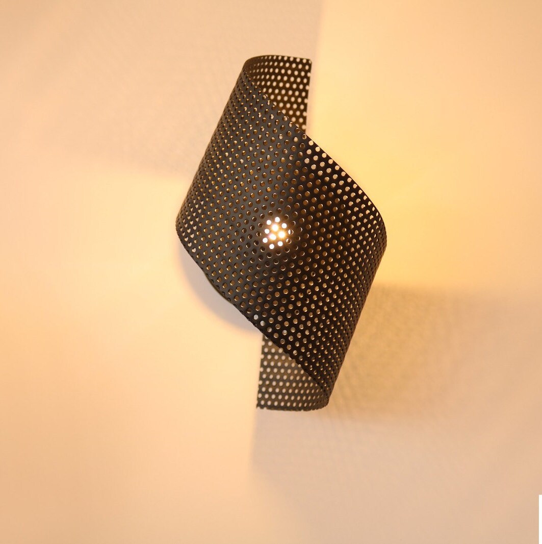 Black Grid Roll Metal Wall Lighting Mesh Pendent Wall Lamp | Etsy