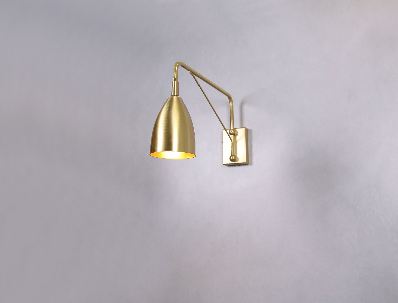 Long wall lamp Brass Bedside Wall Lamp Long Arm Wall Lamp | Etsy