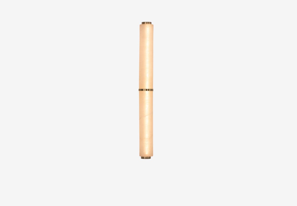Spanish Stone Wall Sconce Light , Marble Cylinder , Wall Lamp Vanity ...