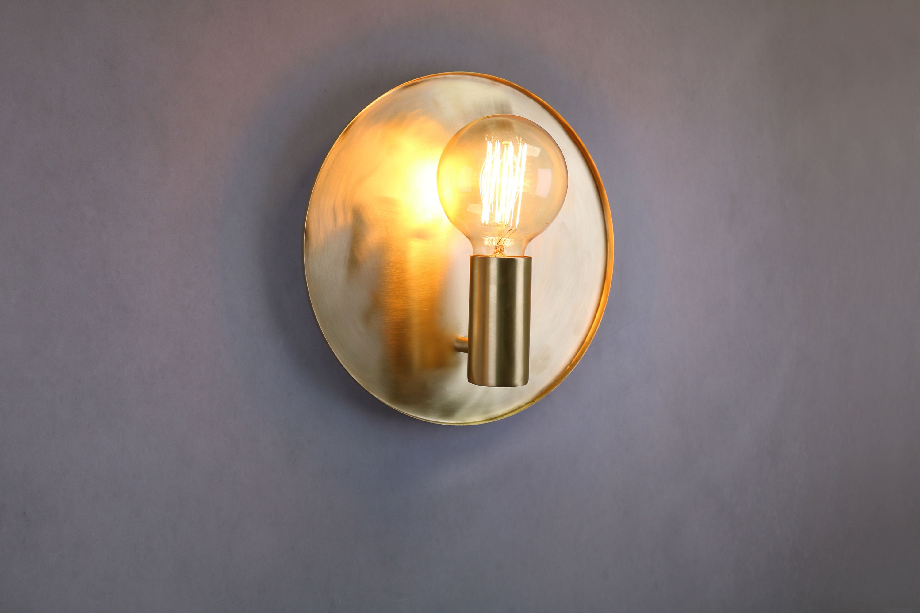Brass Wall Plate Lighting Brass Round Wall Lamp Brass - Etsy