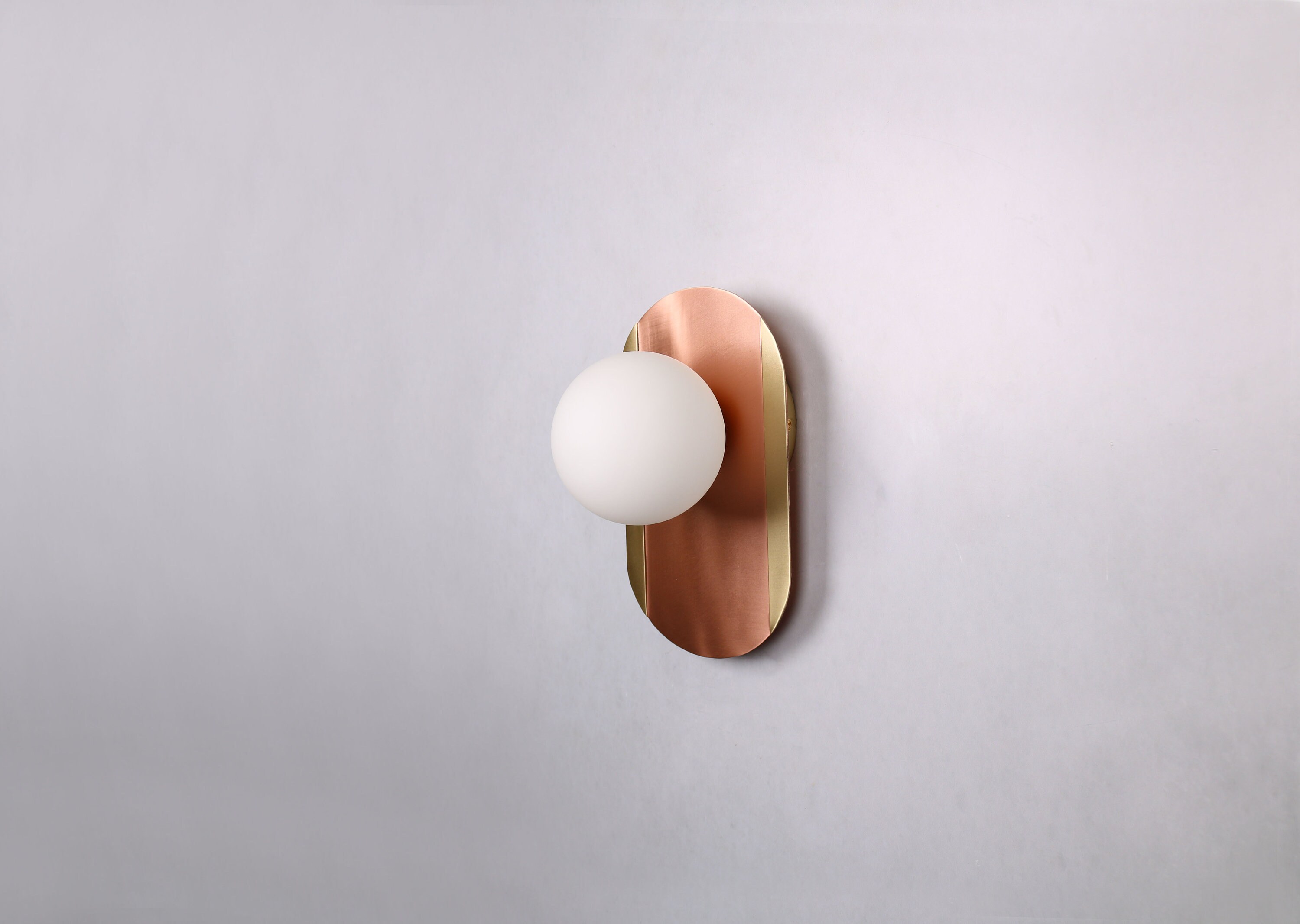 Ellipse Wall Lighting - Copper and Brass Globe Wall Lamp, Vanity Light ...