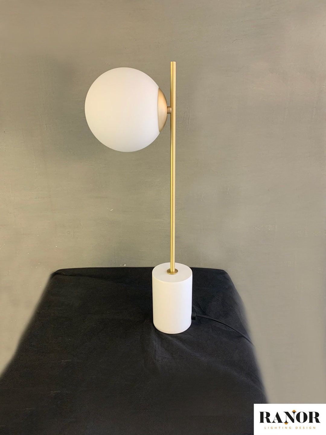 Table Brass Gold Globe Lamp Vanity Light Fixture Desk Light Lamp ...