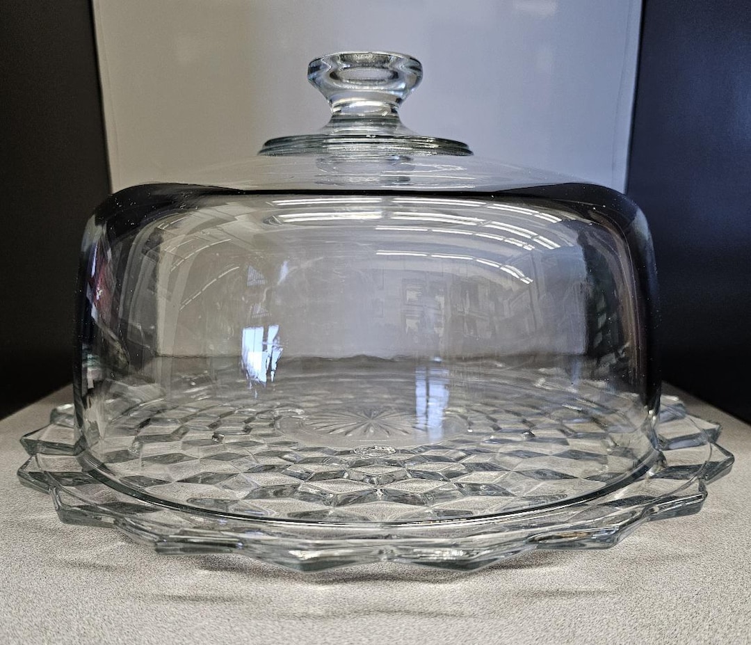 Vintage Indiana Glass Whitehall Clear Footed 3-peg Round 12" Cake Plate ...