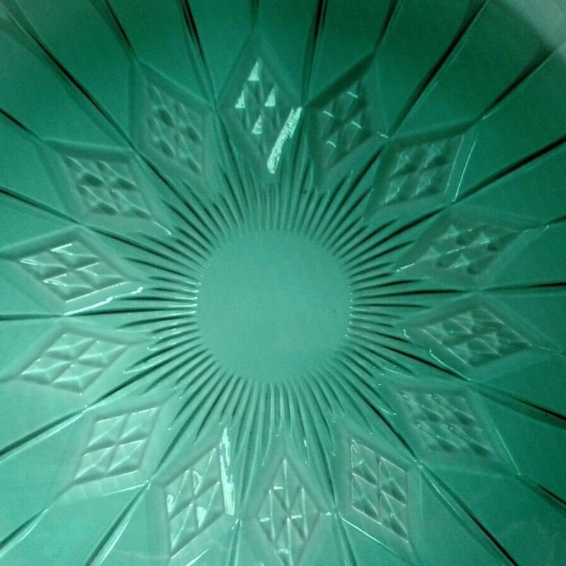 Green Glass Cake Platter - Etsy UK