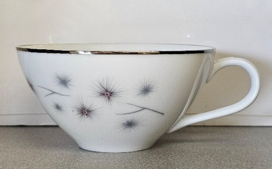 Vintage 1960s Starburst Tea Cups, Platinum Trim (set of 5) - Etsy
