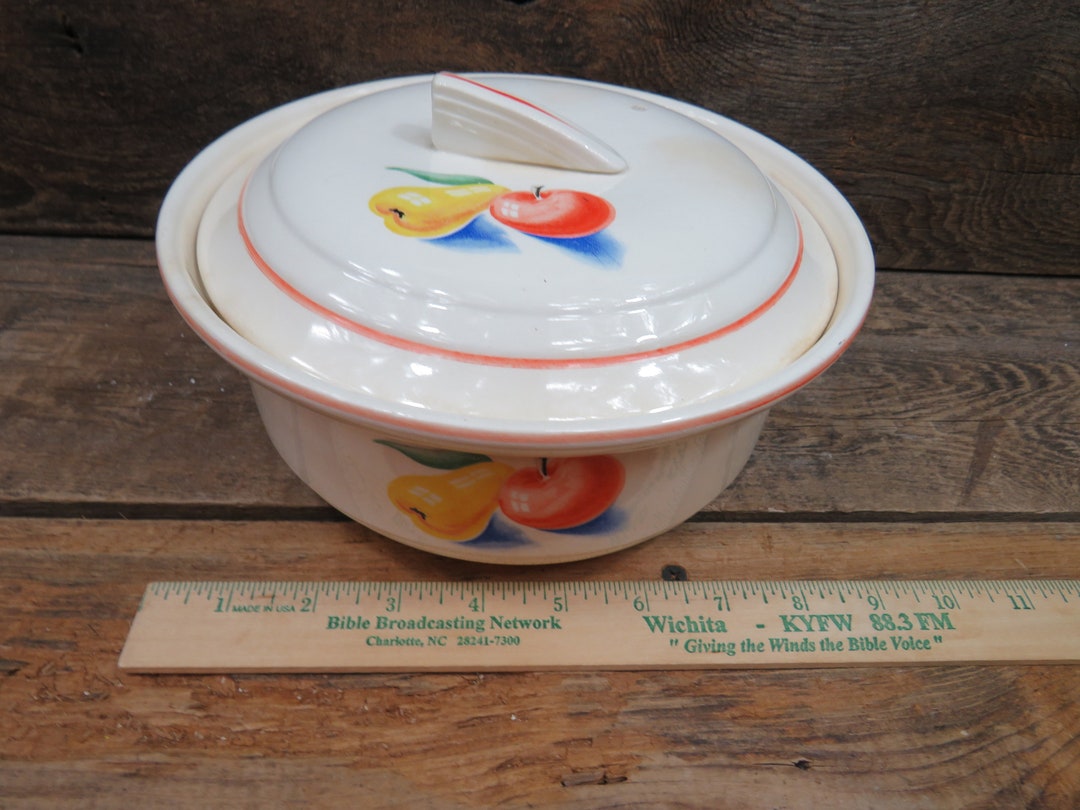 Vintage Harker Pottery Apple Pear Hot Oven Bakerite Casserole Serving ...