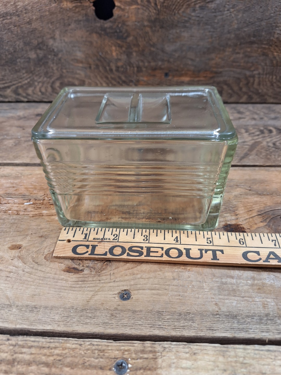Vintage Rectangle Depression Glass Refrigerator Container Bowl Lidded ...