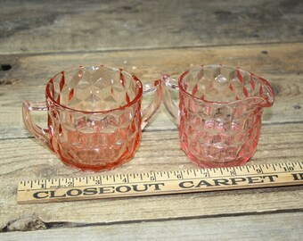 Vintage Pink Depression Glass Pink jeanette Cube Patternsugar and ...