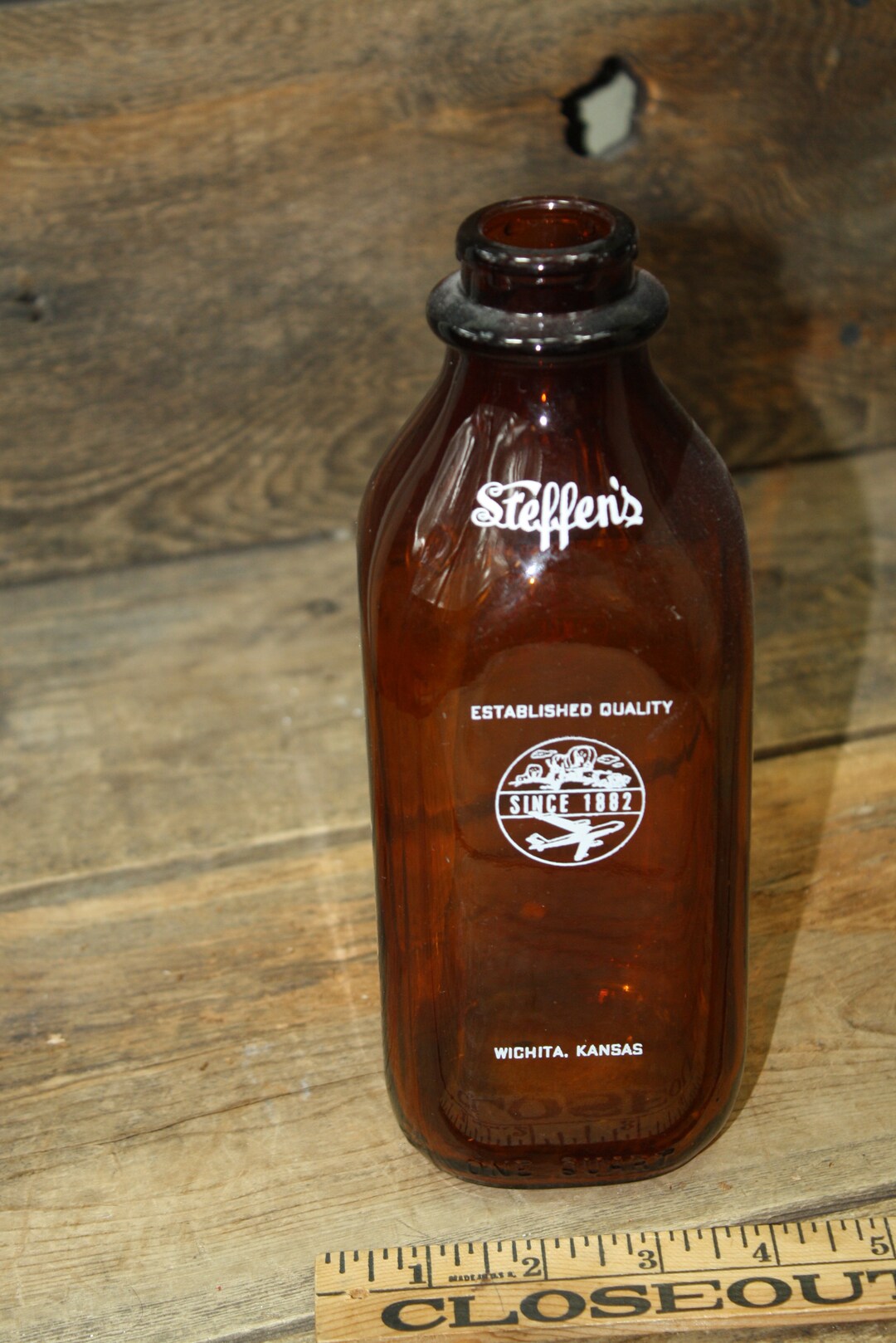 Vintage Amber Duraglas Steffen's Quart Milk Bottle - Etsy