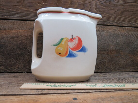 Vintage Harker Bakerite Red Apple and Pear Pitcher With Lid - Etsy