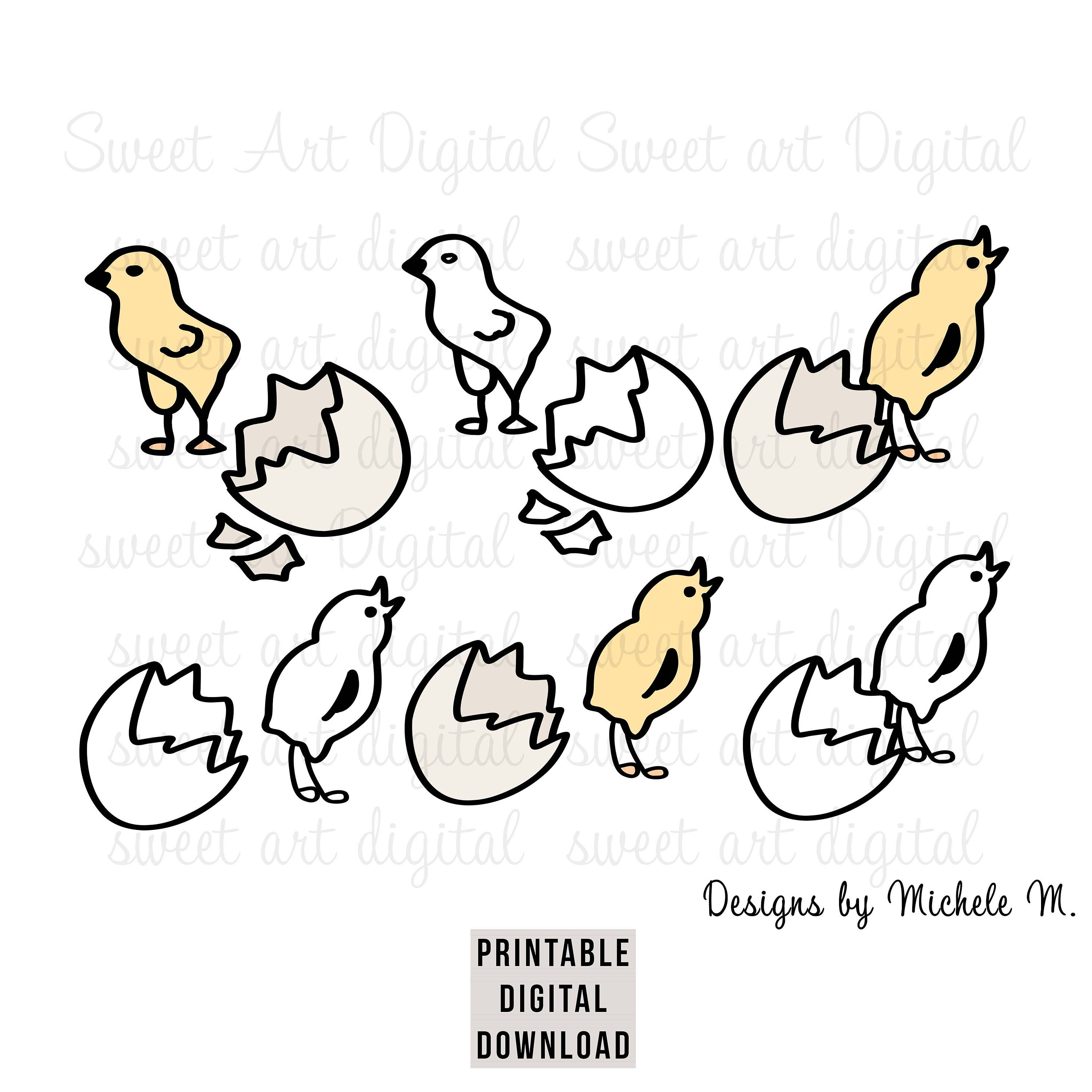 Chick Hatching SVG Bundle, Cricut Cut File, Hand Drawn Chick ...