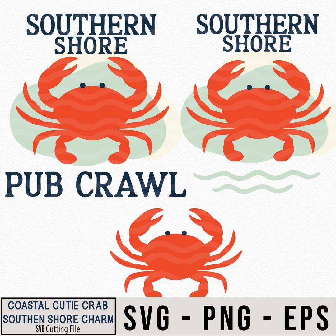 Crab Pub Crawl SVG: Southern Shore Beach Design (digital Download) - Etsy