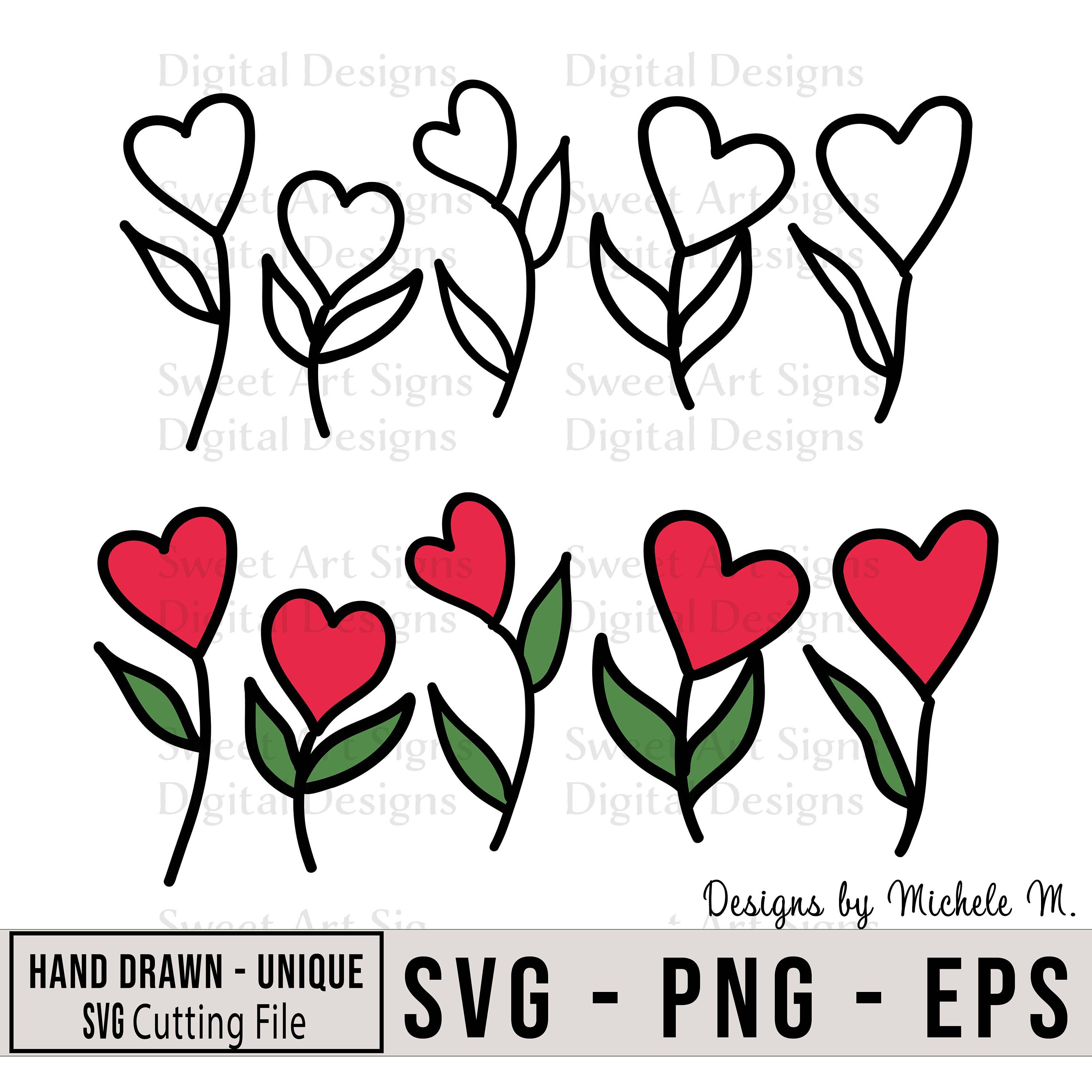 Heart Flowers SVG, Cricut Cut File, Commercial Use, Valentine Clipart ...