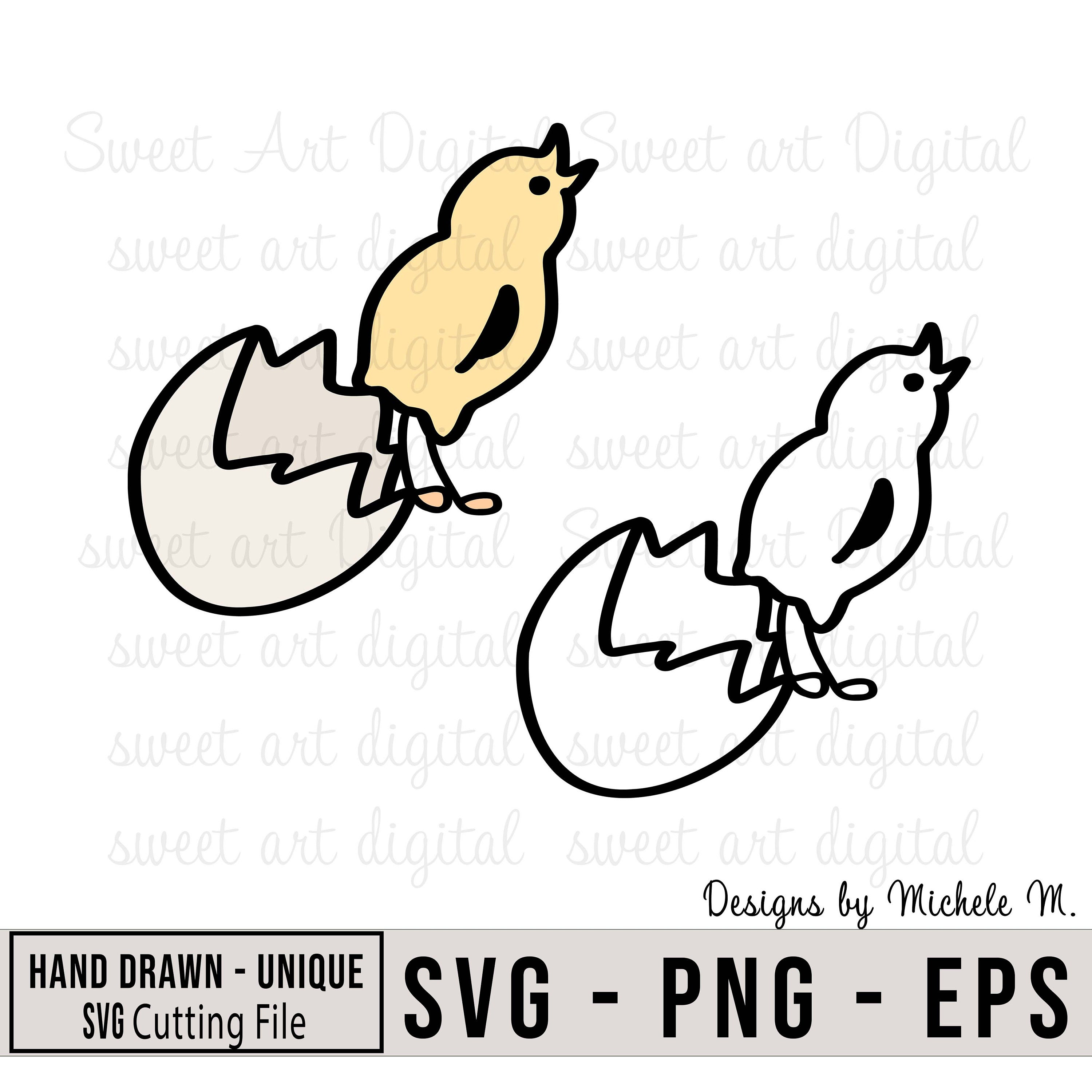 Chick Hatching SVG Bundle, Cricut Cut File, Hand Drawn Chick ...