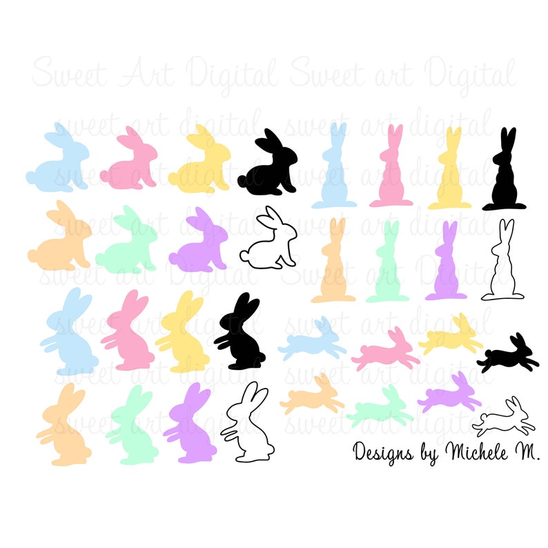 Easter Bunny SVG Bundle, Cricut Cut File, Hand Drawn Bunnies ...
