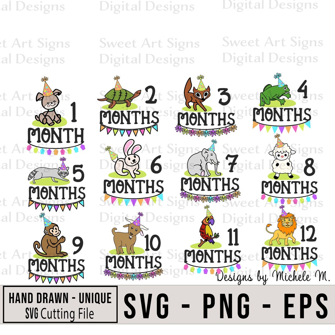 Milestone Digital Download Cricut Cut File Animal Milestones - Etsy