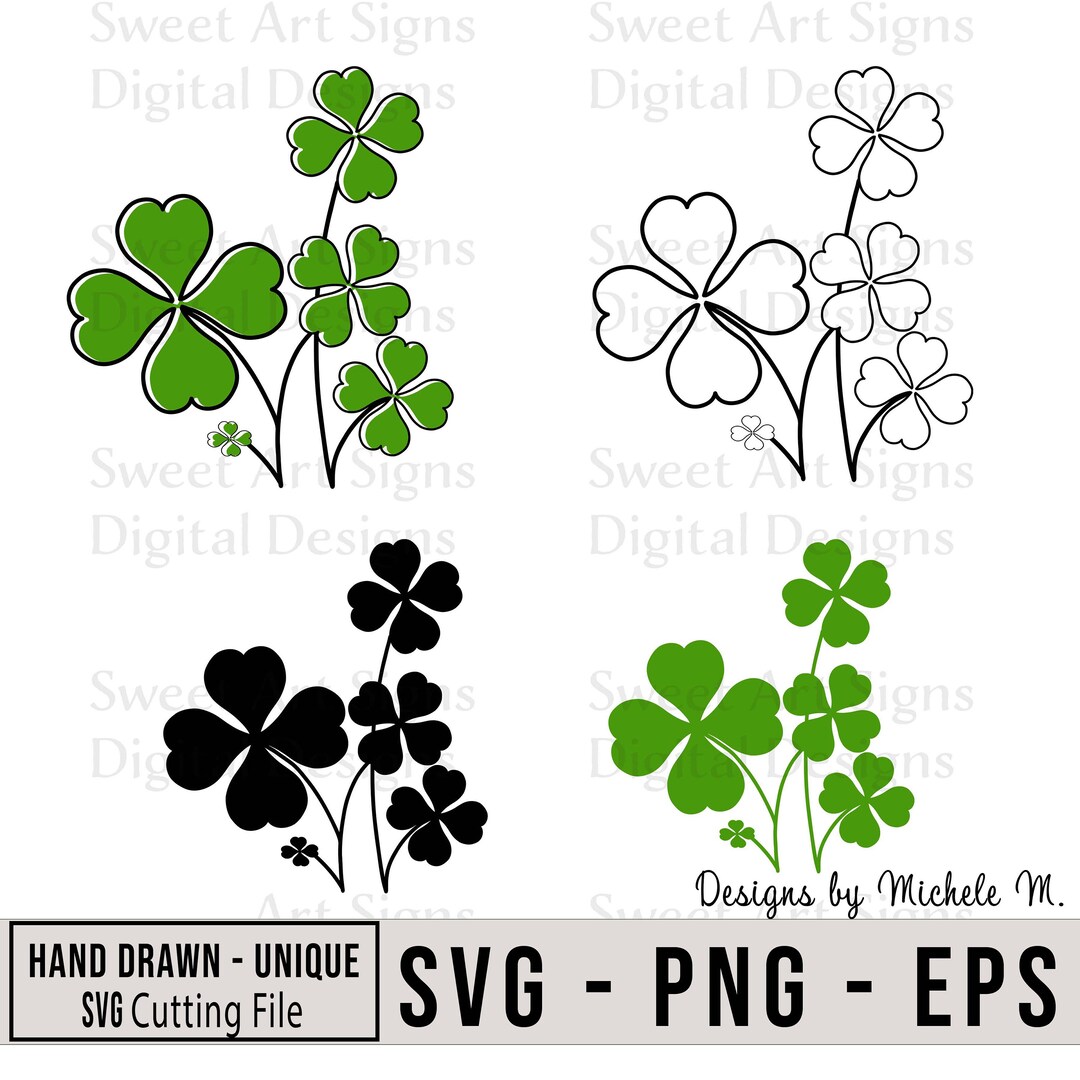 SVG Four Leaf Clover Design, Cricut Cut File, Commercial Use, Clover ...