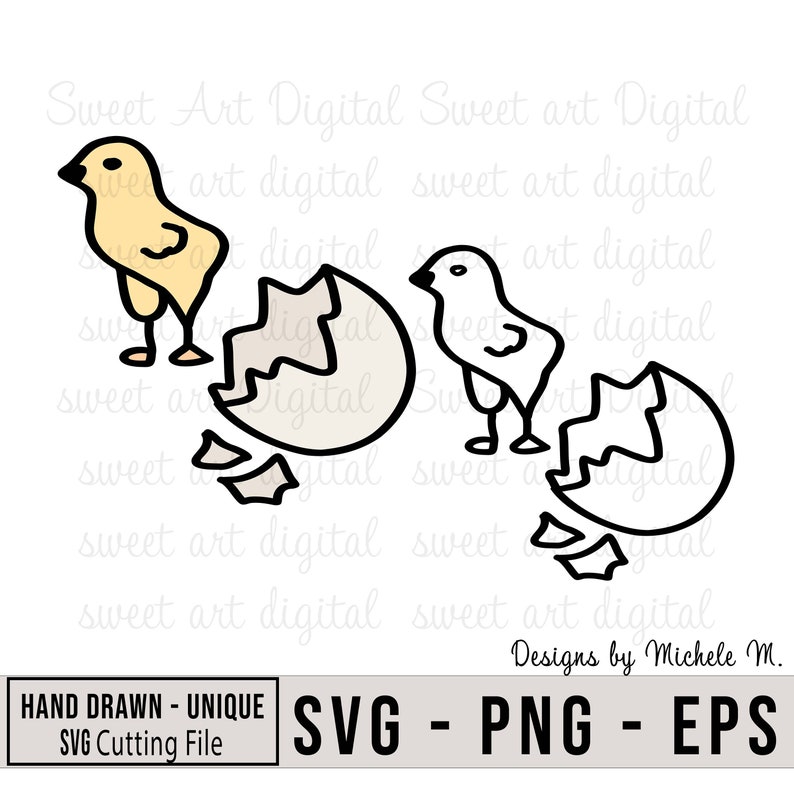 Chick Hatching SVG Bundle, Cricut Cut File, Hand Drawn Chick ...