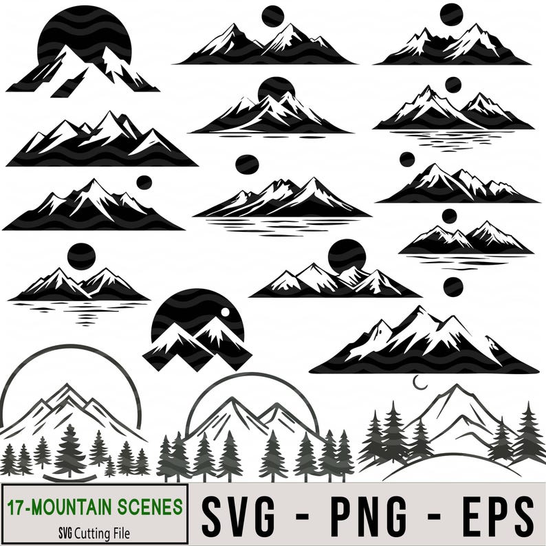 Mountain Scene SVG Bundle, Wilderness Clipart for Cricut, Sublimation ...