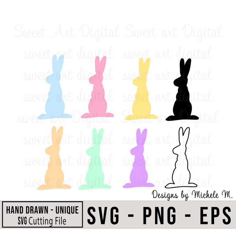 Easter Bunny SVG Bundle, Cricut Cut File, Hand Drawn Bunnies ...